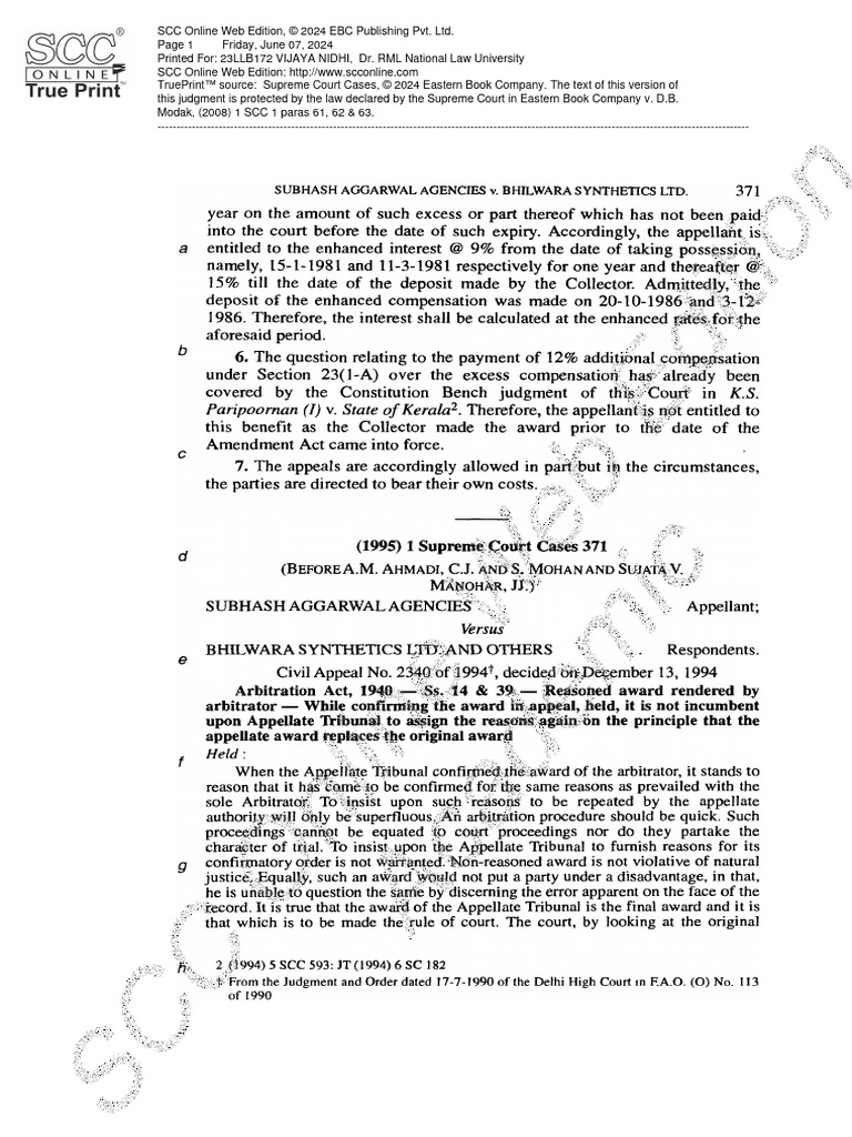 4 Subhash Aggarwal v. Bhilwara Sythetics (1995) 1 SCC 371 | PDF ...