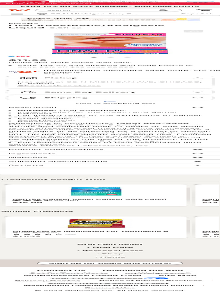 Finafta Oral AnestheticAnalgesic Liquid Walgreens | PDF | Self ...