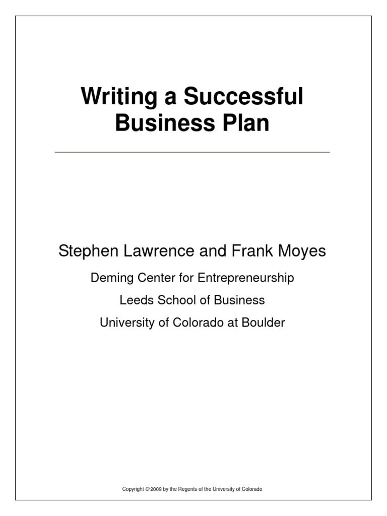Writing A Successful Business Plan 2009 | PDF | Pricing | Patent