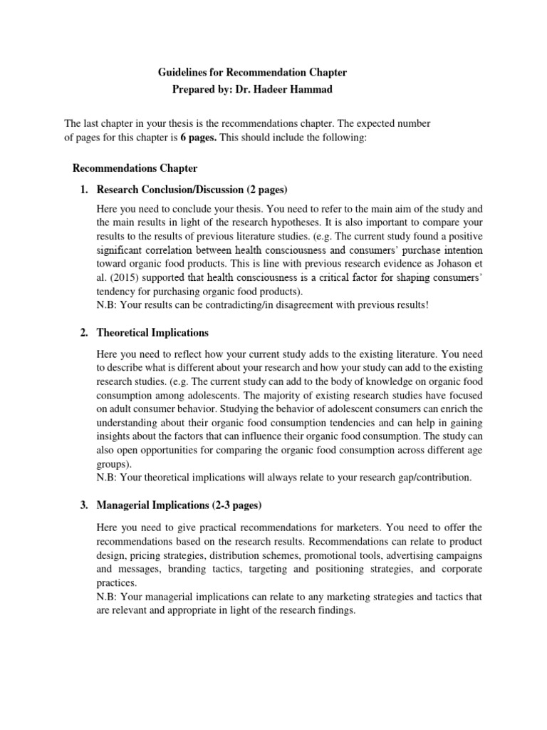 Thesis Recommendations Chapter Guide | PDF | Sampling (Statistics ...