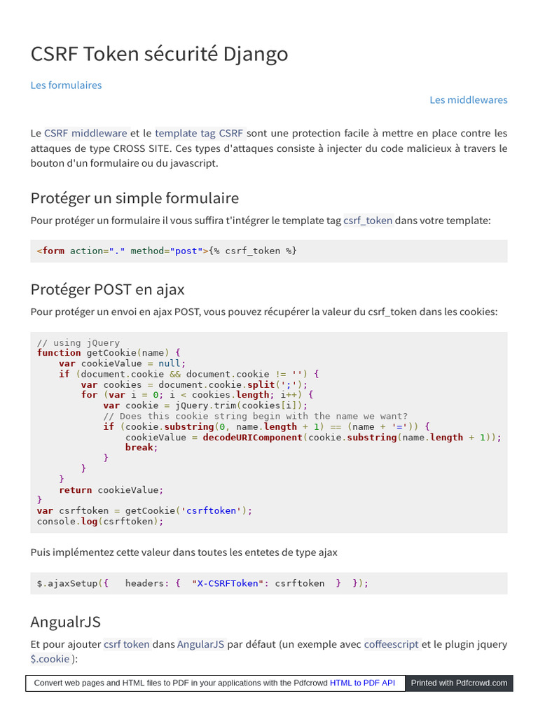 Artpython Doctor Page Django CSRF Token Securite Formulaires Py | PDF | Affaires