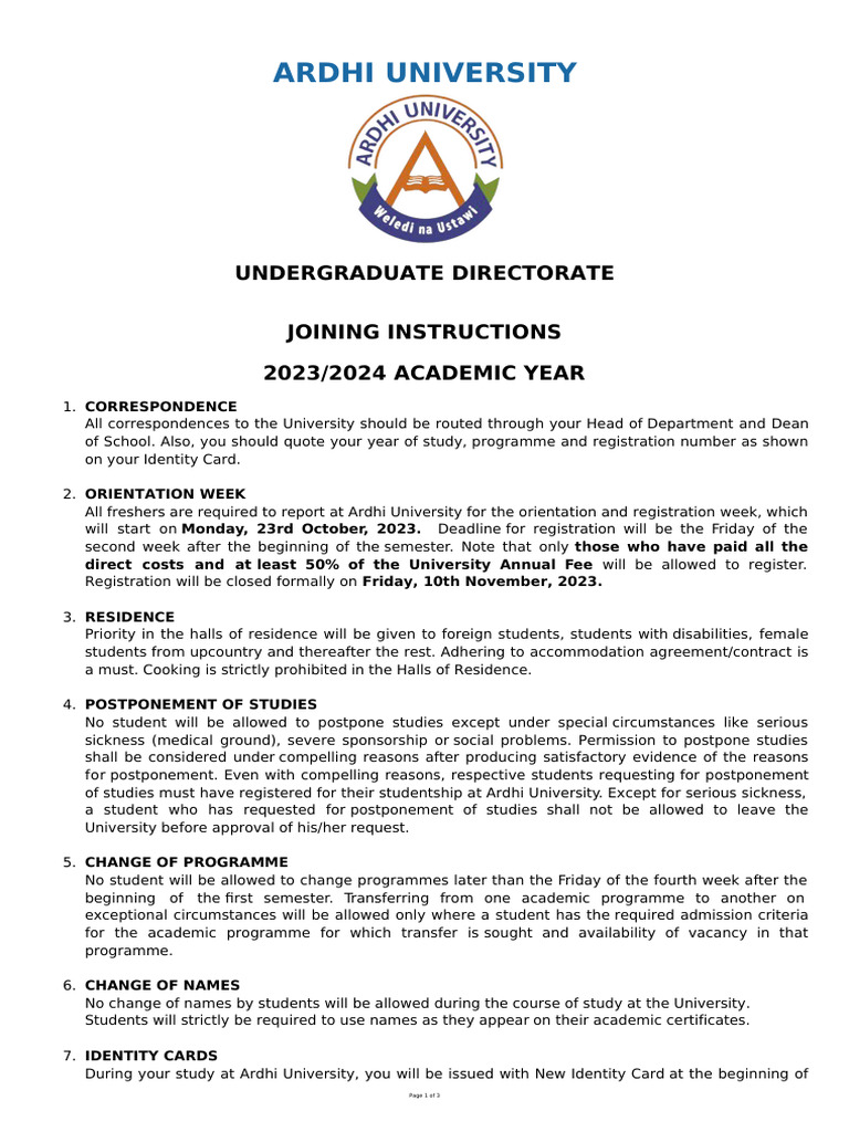 Joining Instruction | Download Free PDF | Payments | Birth Certificate