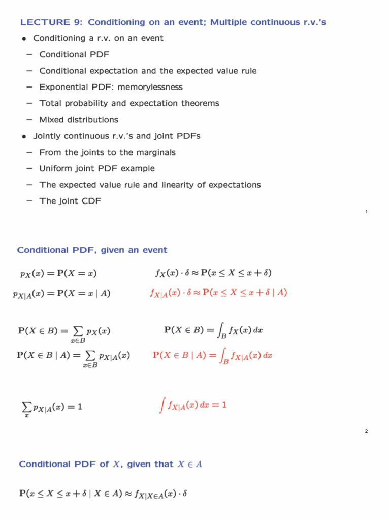 Conditioning On An Event Multiple Continuous R.V. 'S | PDF | Probability Density Function ...