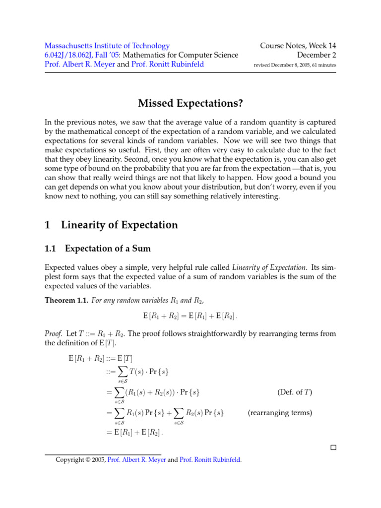 MIT Overview Basic Probability | Download Free PDF | Variance | Expected Value