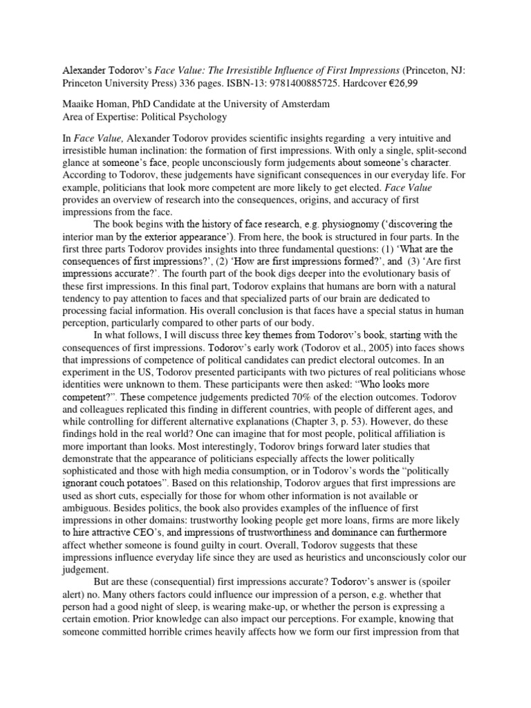 Book Review Todorov - Homan | PDF | Stereotypes | Face