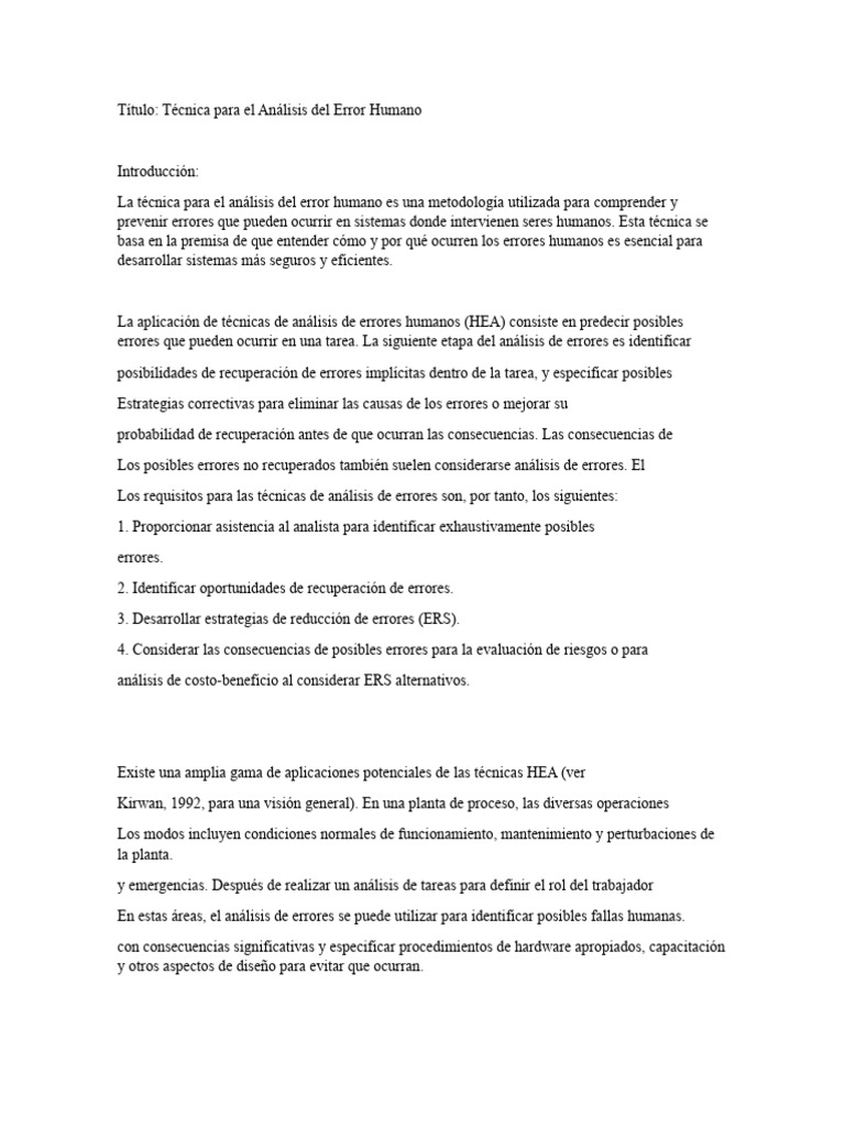 Análisis y Reducción de Errores Humanos | PDF | Conocimiento | Diseño