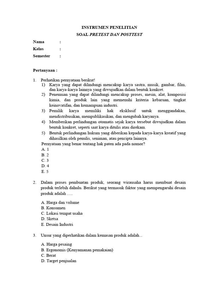 Instrumen Penelitian Soal Pilihan Ganda | PDF | Seni