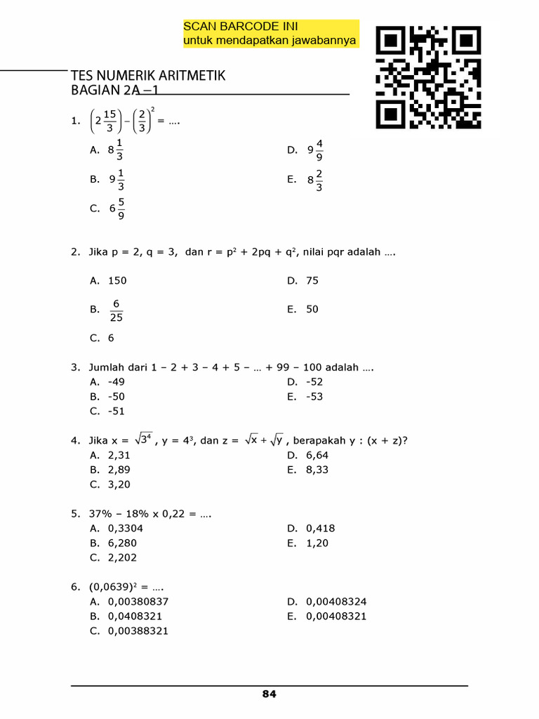20 Soal Tes Numerik | PDF