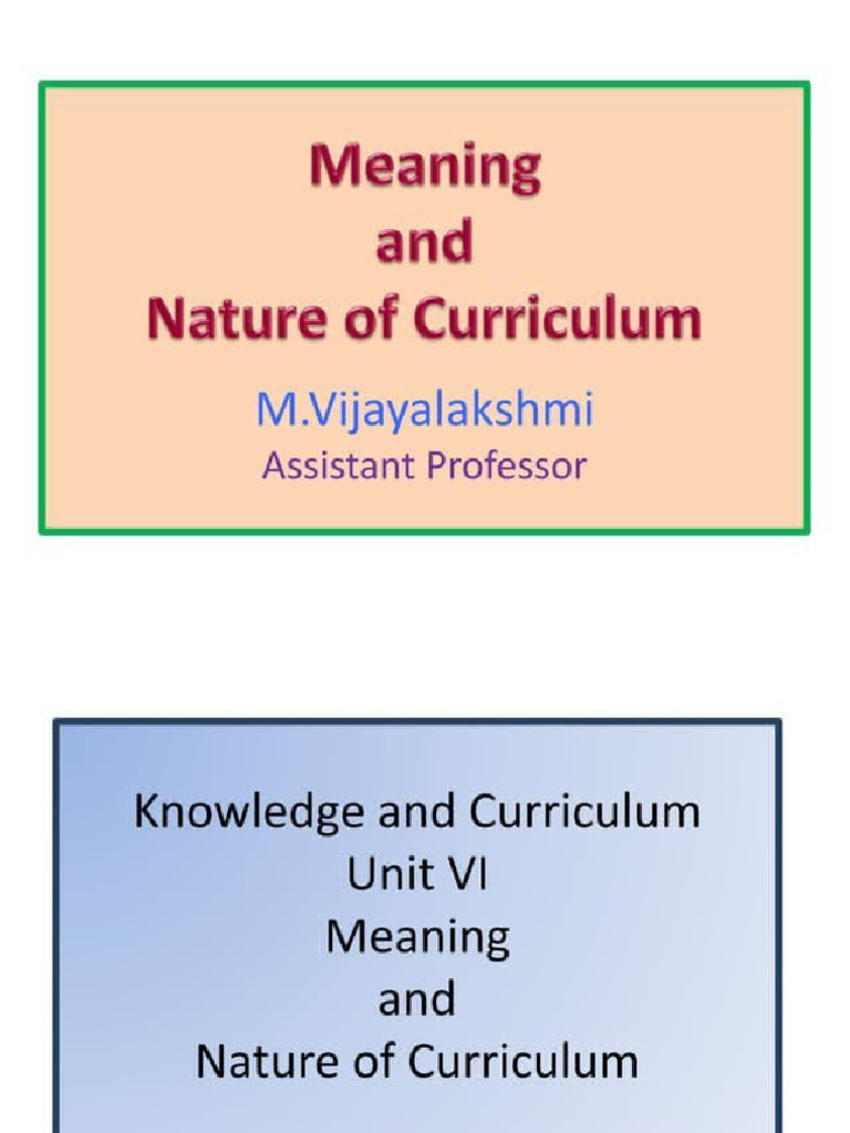 Meaning & Nature of Curriculum | PDF