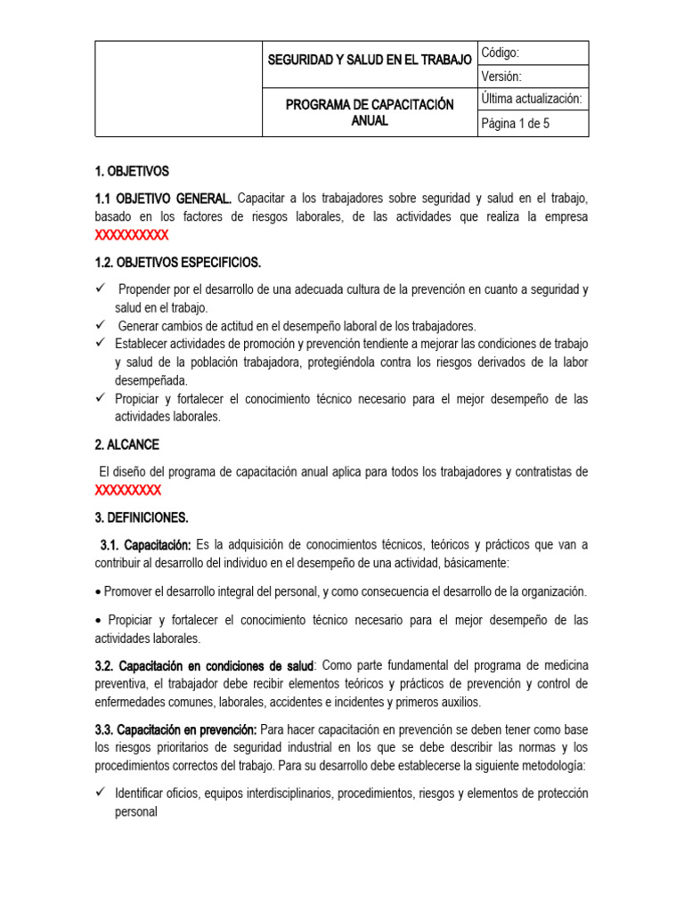 Sst-pg-001 Programa de Capacitacion | PDF | Negocios | Informática