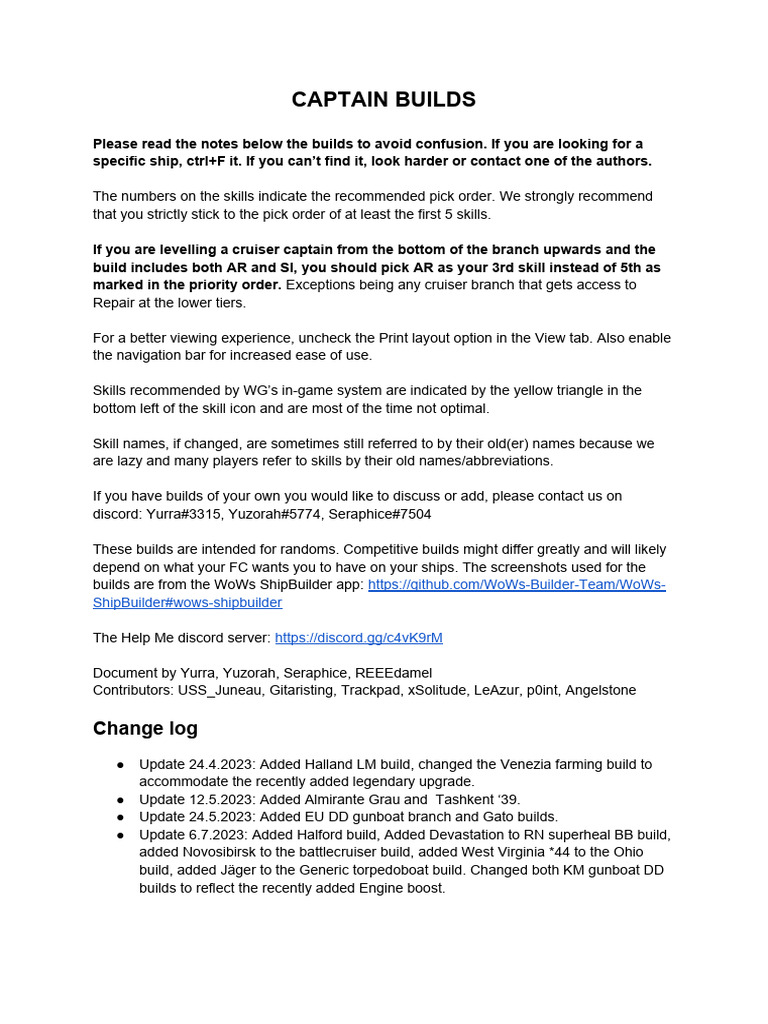 World of Warships Captain Builds | PDF | Destroyer | Warships