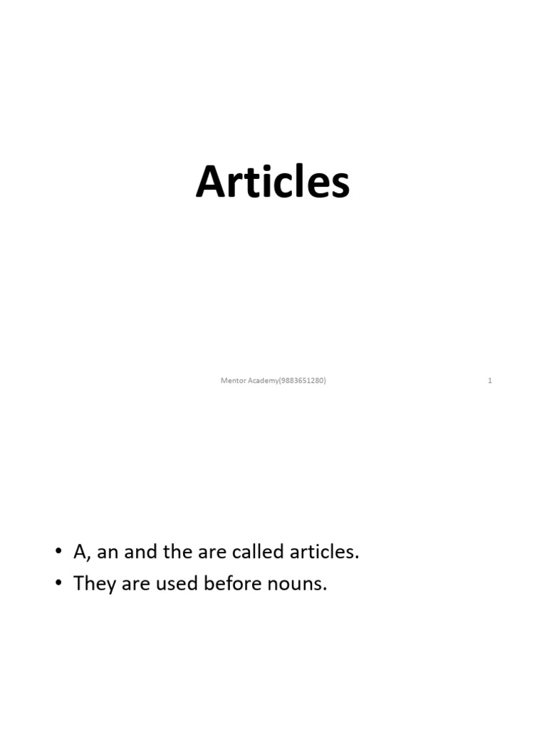 Mastering English Articles | PDF | English Language | Noun