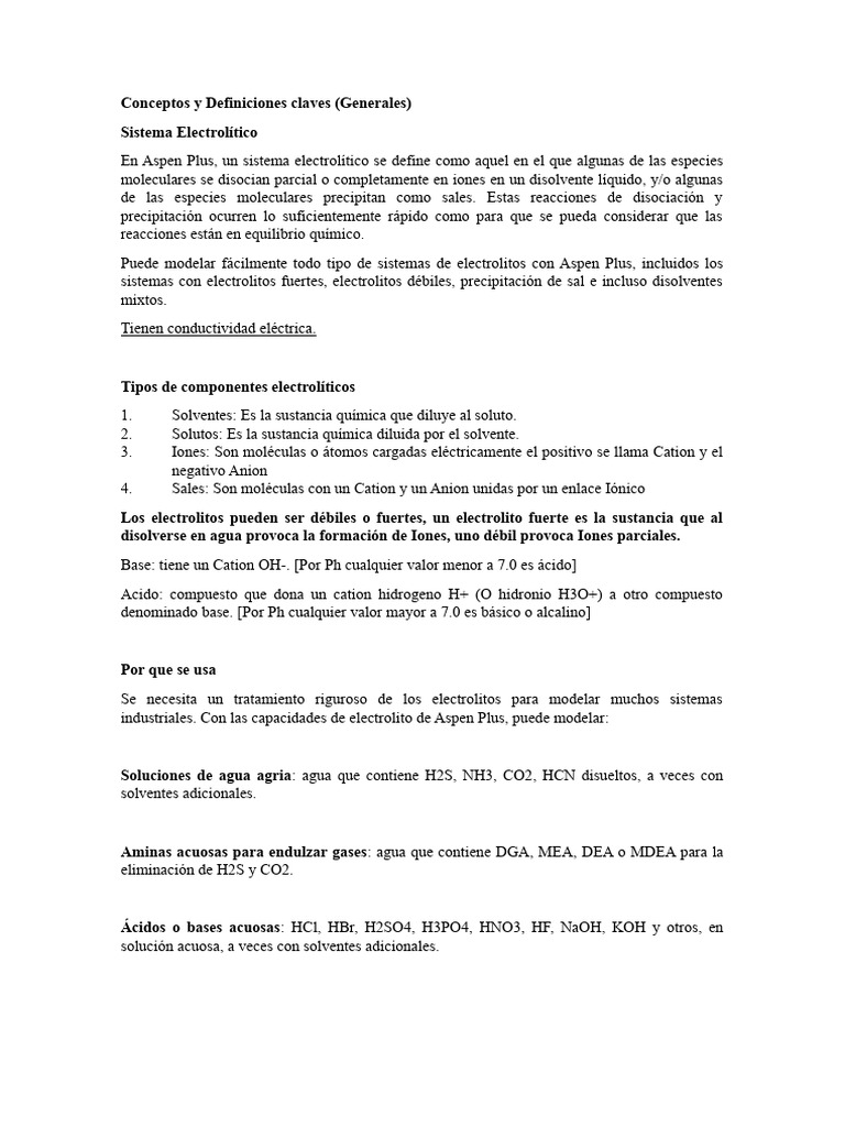 Conceptos y Definiciones Claves | PDF | Sal (química) | Electrólito