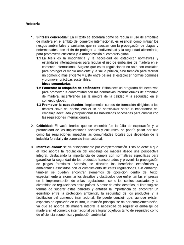 Relatoría 2.0 | PDF | El comercio internacional | Comercio