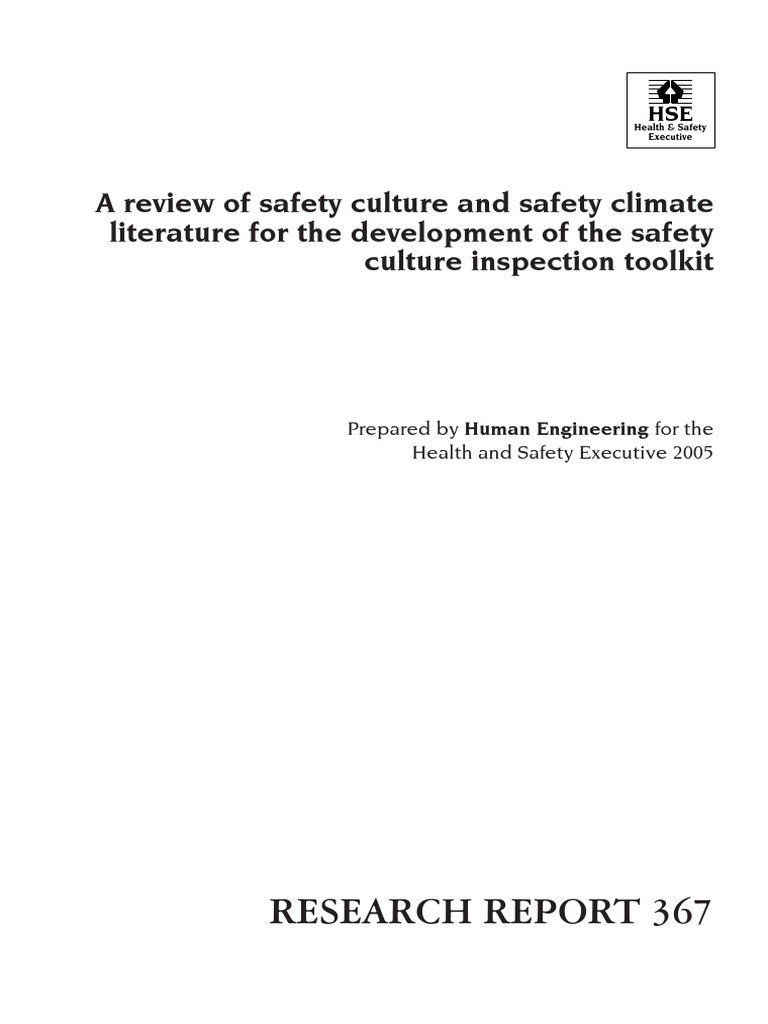 RESEARCH REPORT 367. A review of safety culture and safety climate ...