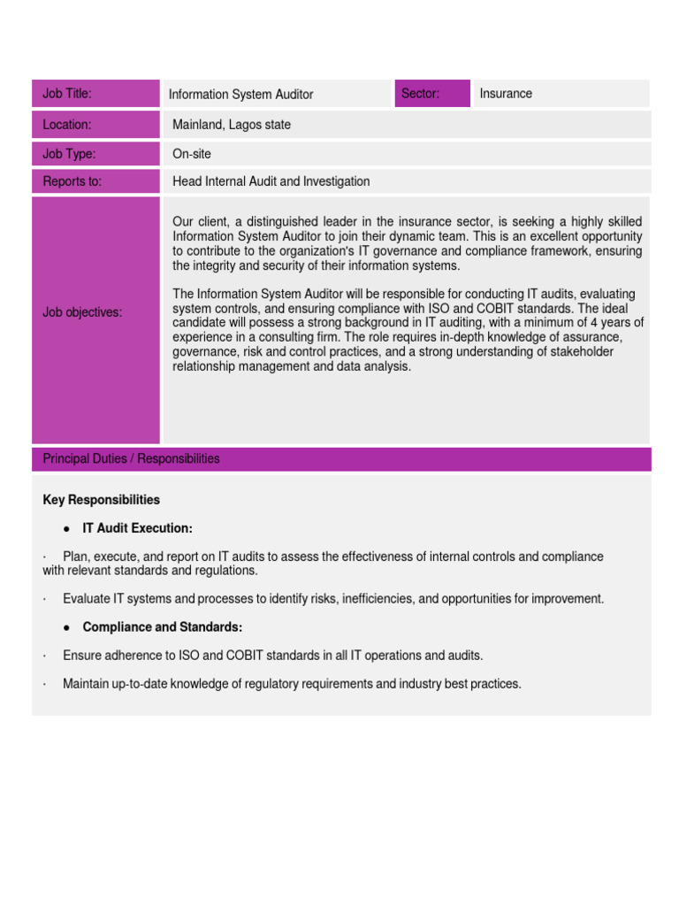 IT Auditor JD - 2024 | Download Free PDF | Audit | Regulatory Compliance