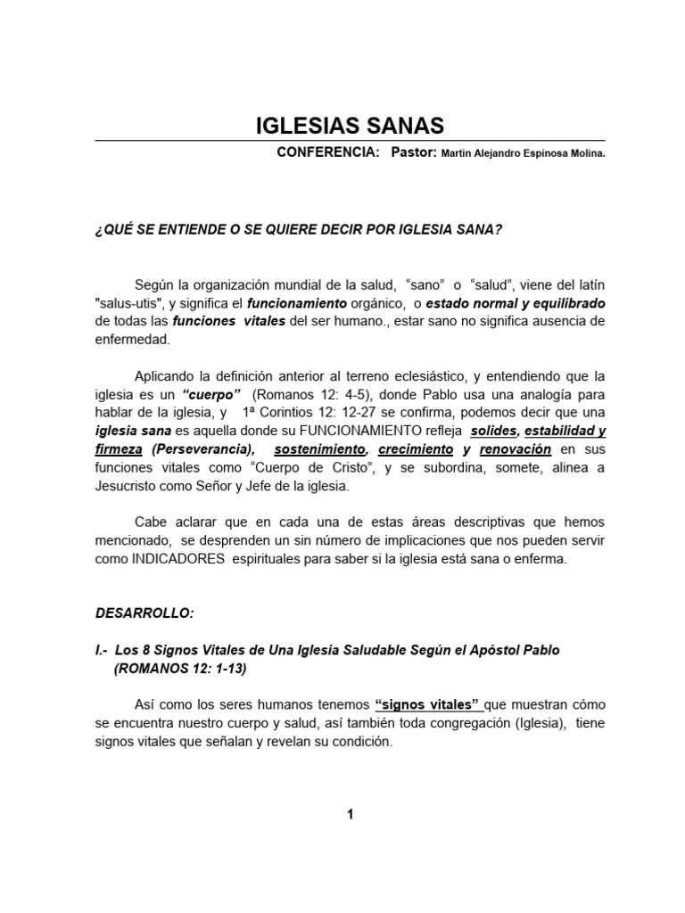Conferencia IGLESIAS SANAS | PDF | Iglesia cristiana | Amor