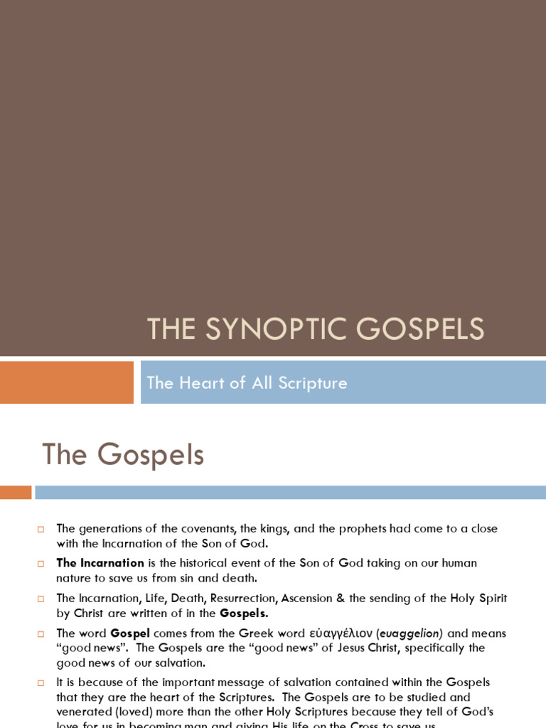 The Synoptic Gospels | PDF | Gospel Of Matthew | Jesus