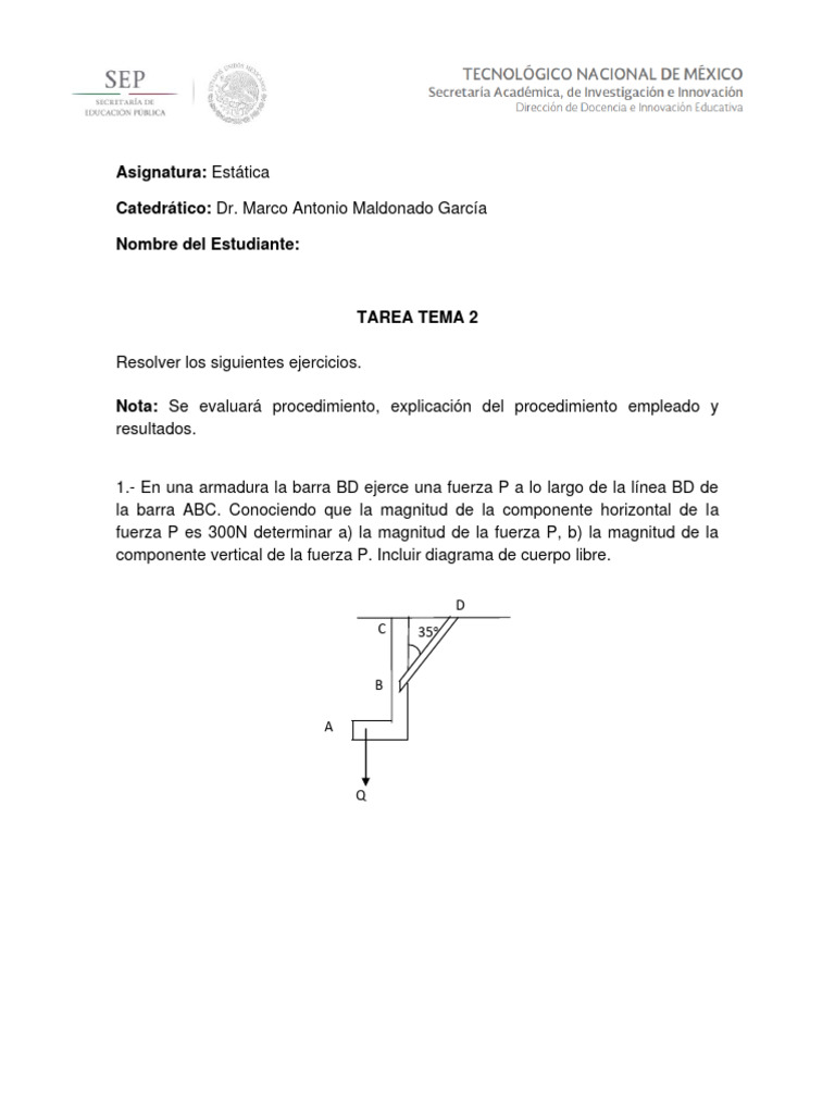 Tarea Tema 2 Estatica | PDF