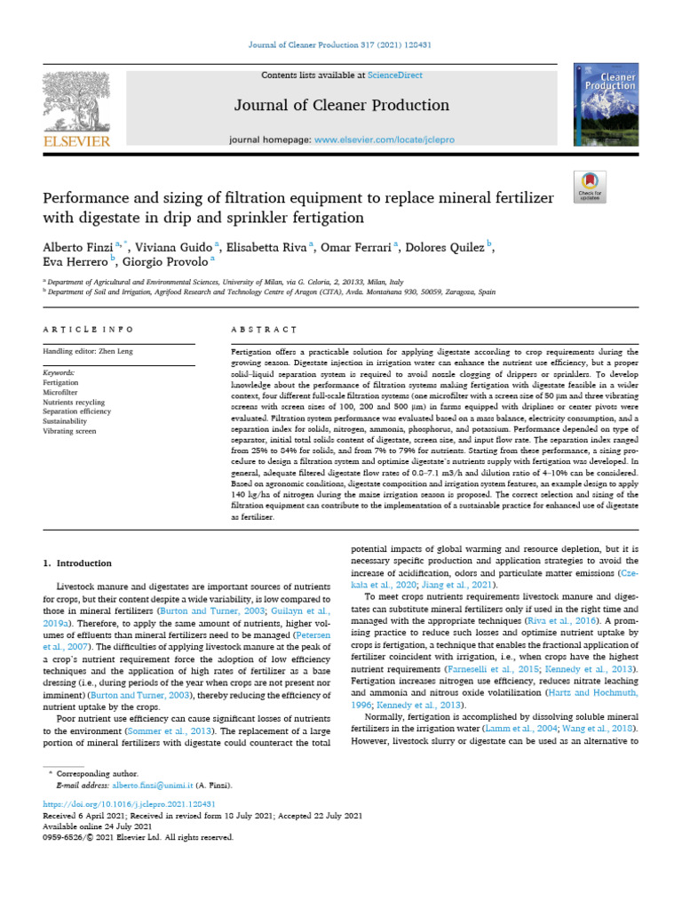 Digestate | PDF | Fertilizer | Filtration