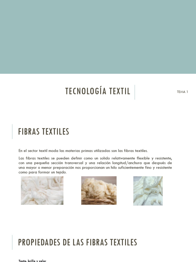 TEMA 1 TECNOLOGIA TEXTIL | PDF | Textiles | Fibra sintética