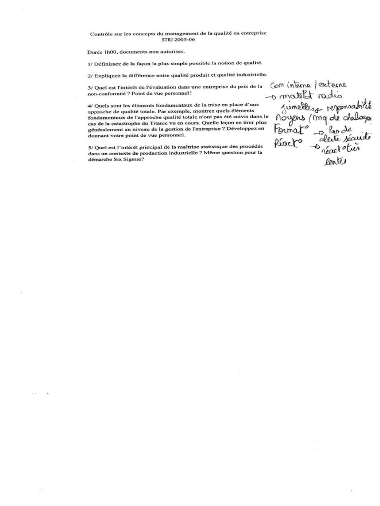 Partiel 2005-2006 - Qualite | PDF