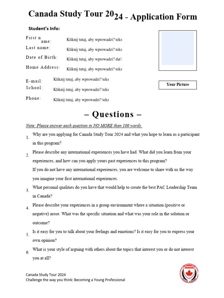 Application-form-finished-2024 | PDF | Feeling | Psychology