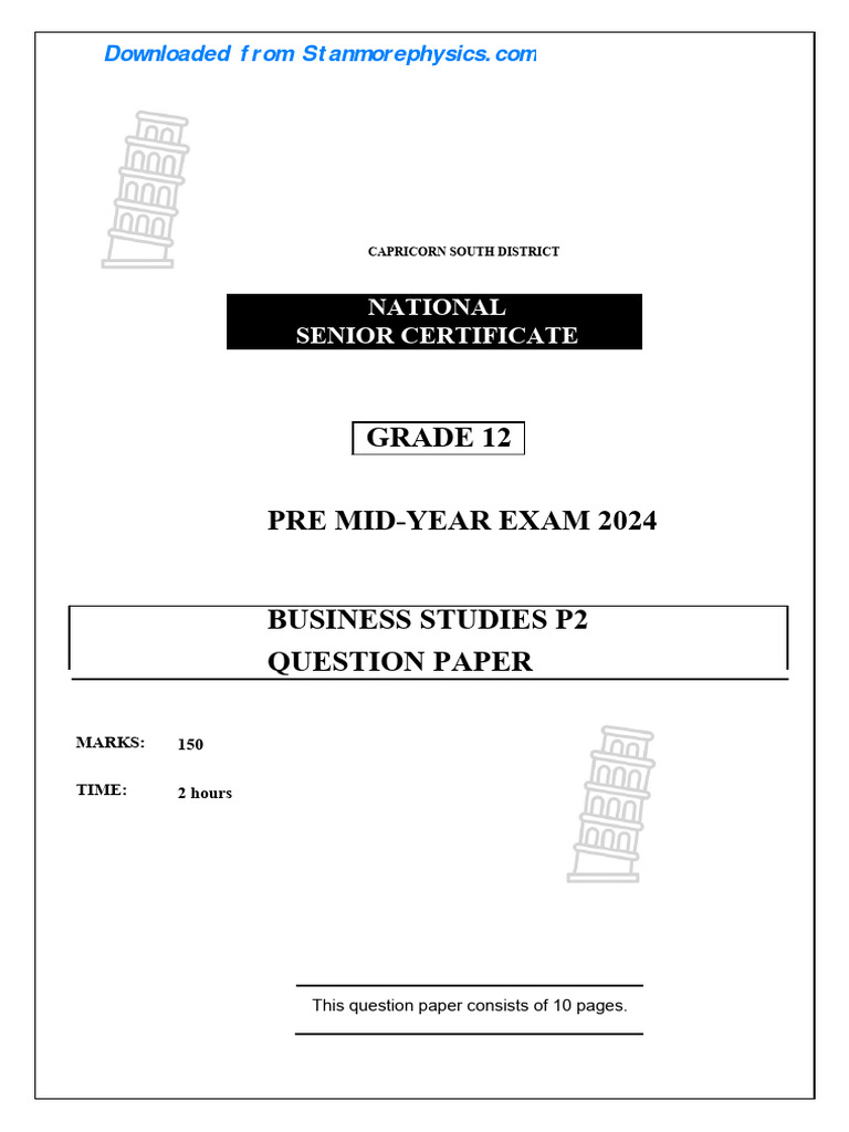 June 2024 Grade 12 Business Studies P2 | PDF | Leadership | Interest