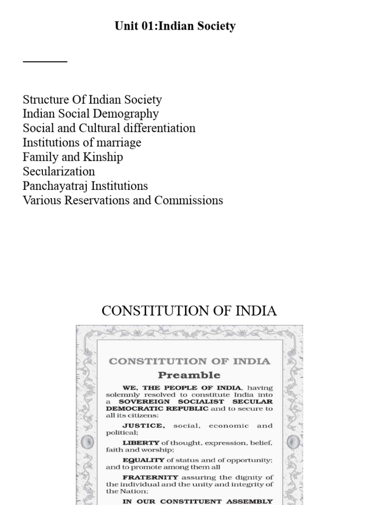 Unit 1 Indian Society | PDF | Society | Caste