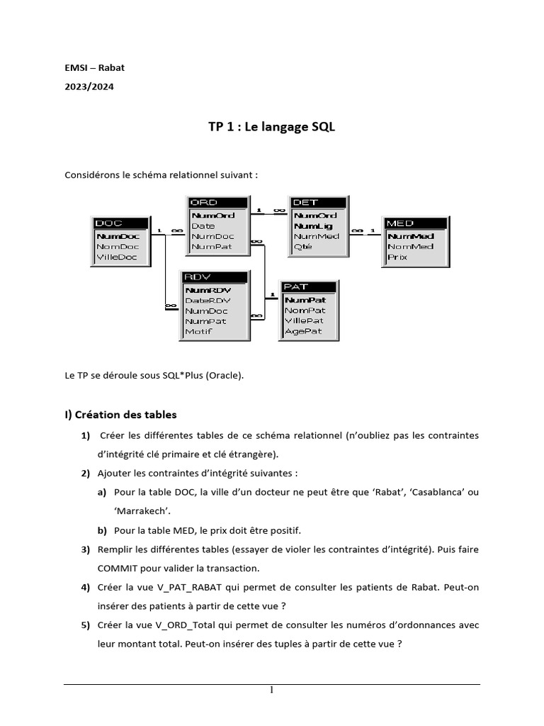 TP SQL : Création et gestion de bases de données | PDF | SQL | Données
