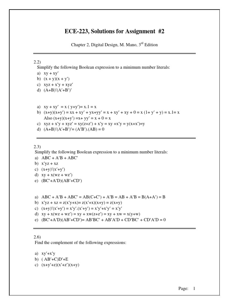 Assignment2 Solution 3rd Edition | PDF | Abstract Algebra | Boolean Algebra