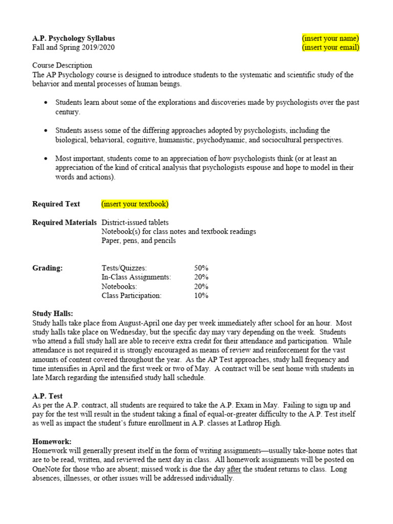 Student Syllabus | PDF | Psychology | Psychologist