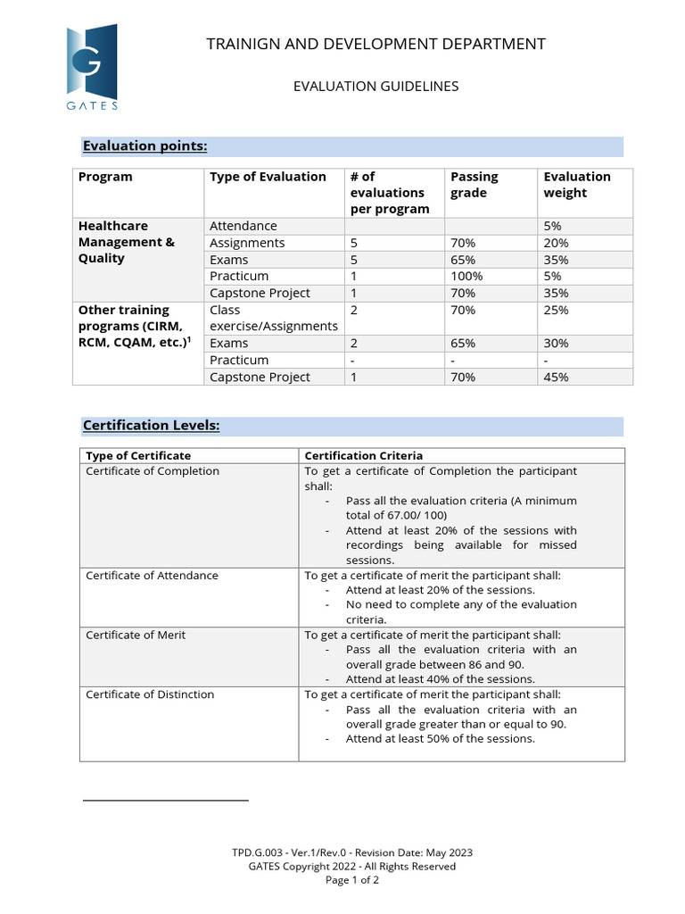 Tpd G 004 Evaluation Guidelines Pdf Evaluation