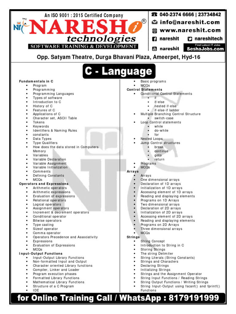 Course Curriculum | Download Free PDF | Pointer (Computer Programming) | Parameter (Computer ...