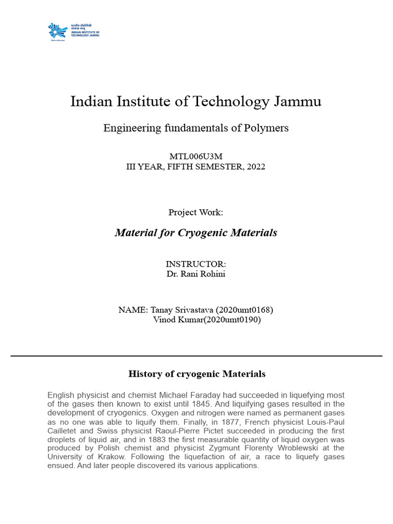 Polymer - Project Cryogenic | PDF | Cryogenics | Alloy
