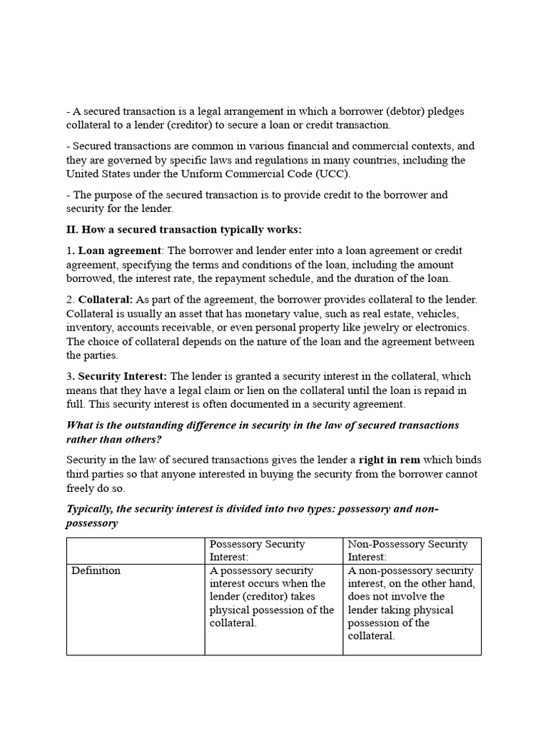 Secured Transaction | Download Free PDF | Security Interest | Loans