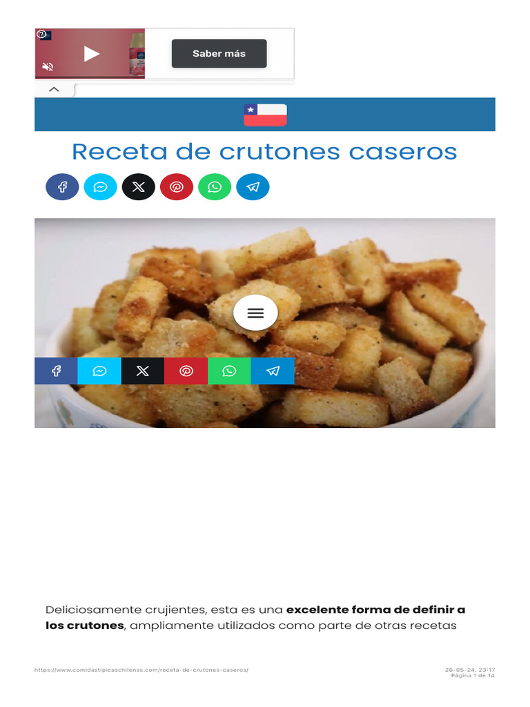 Receta de crutones caseros - RECETAS CHILENAS ?【 2024 】?️ | Descargar ...