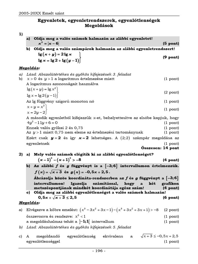 196 202 Egyenletek Mo | PDF