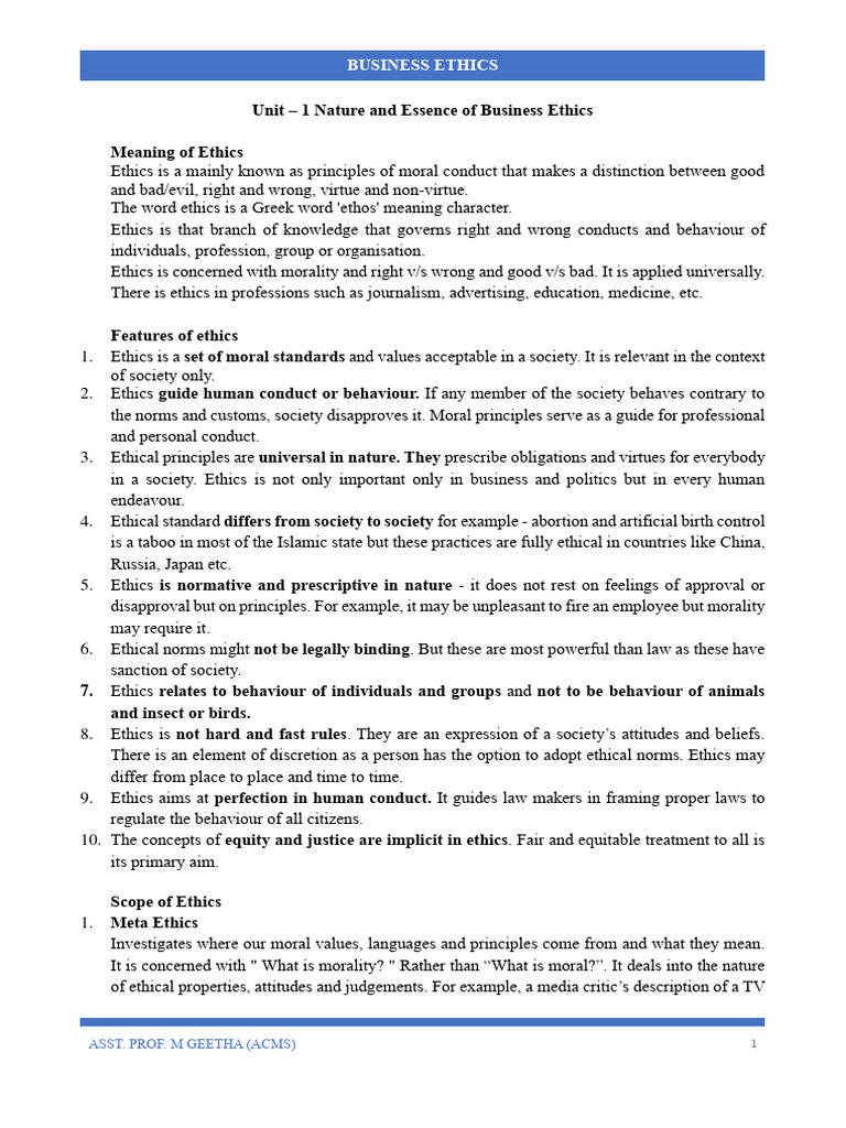 Business Ethics: Nature and Essence | PDF | Business Ethics | Morality
