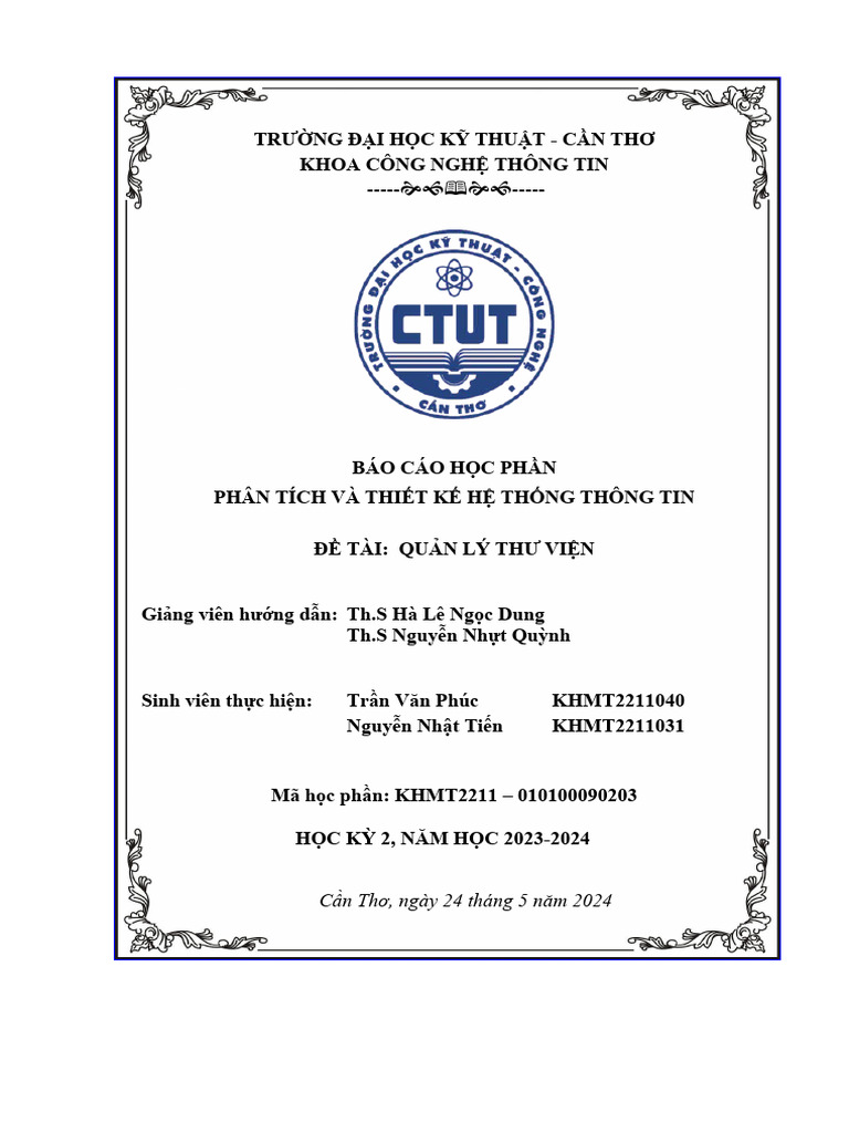 Báo Cáo TH C Hành PTTKHTTT | PDF