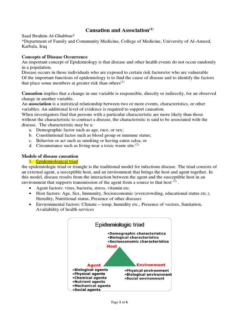 14-Causatiion and Association New | PDF | Causality | Epidemiology