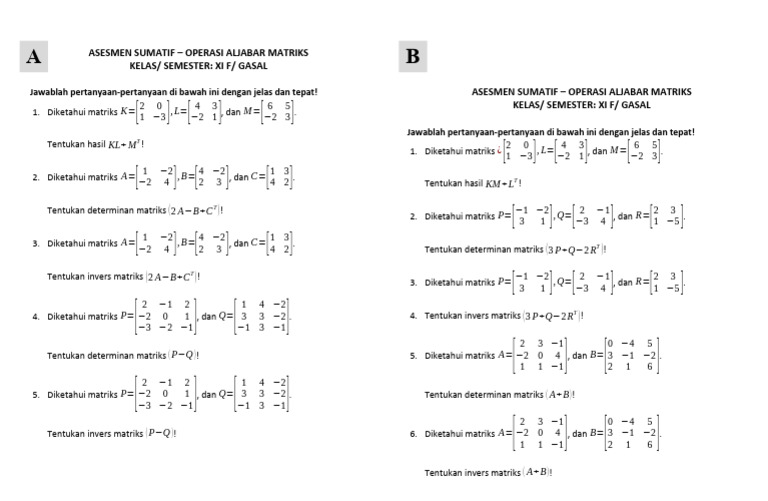 As - Op. Aljabar Matriks | PDF