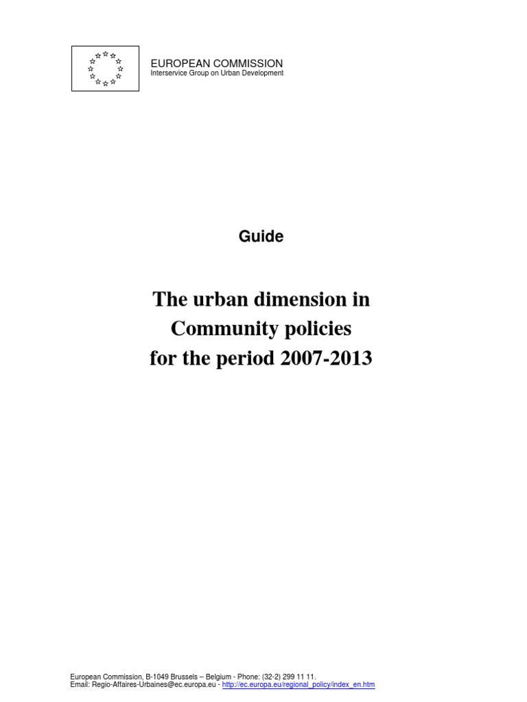 The Urban Dimension in Community Policies For The Period 2007-2013 ...