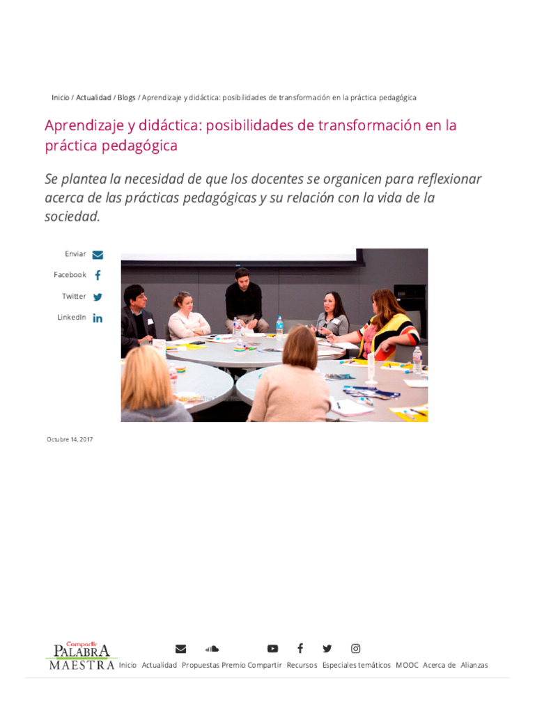Aprendizaje y Didáctica - Posibilidades de Transformación en La ...