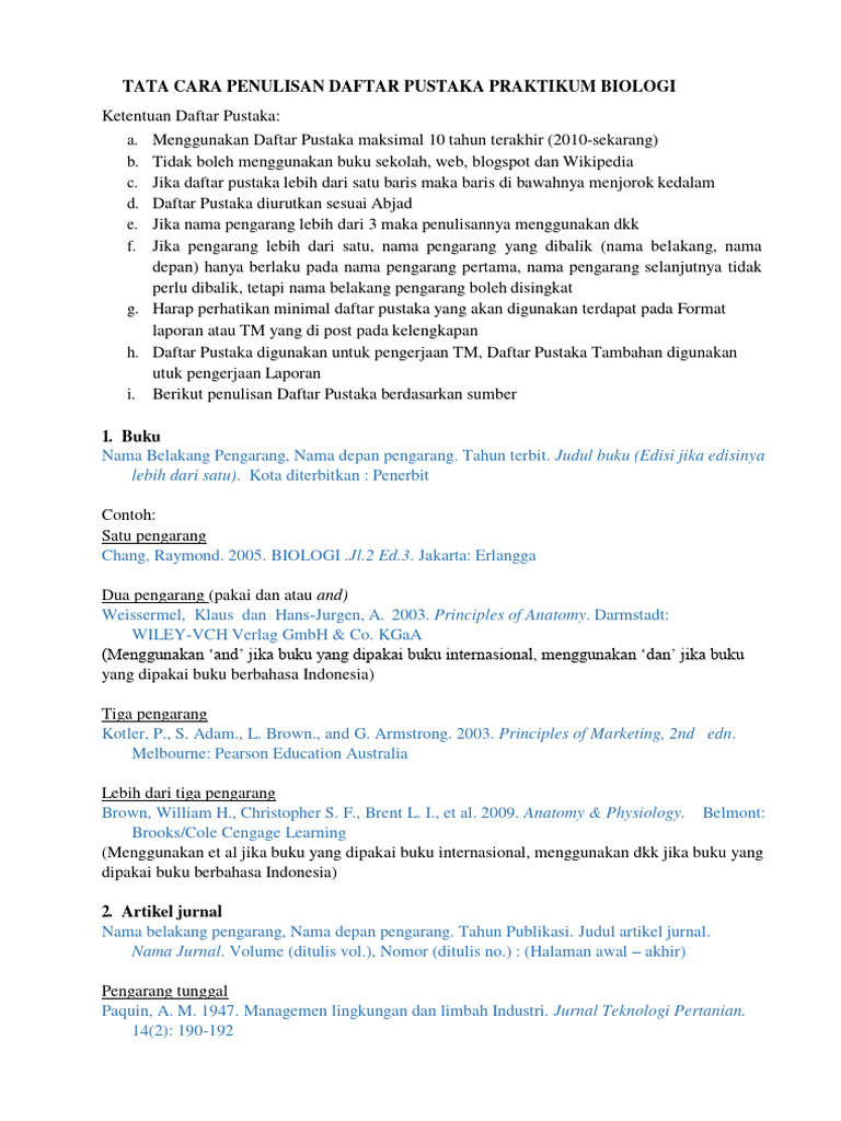 Tata Cara Penulisan Daftar Pustaka | PDF