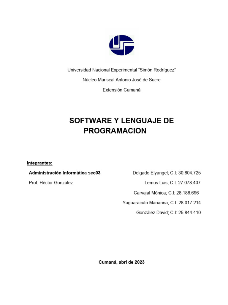 unida 3 Software y lenguajes de programacion | PDF | Lenguaje de programación | Programación de ...