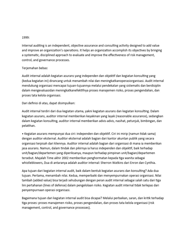 Definisi Audit Internal dan Tujuannya | PDF