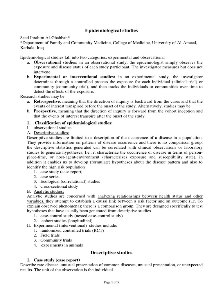 8-Descriptive studies | Download Free PDF | Epidemiology | Cohort Study