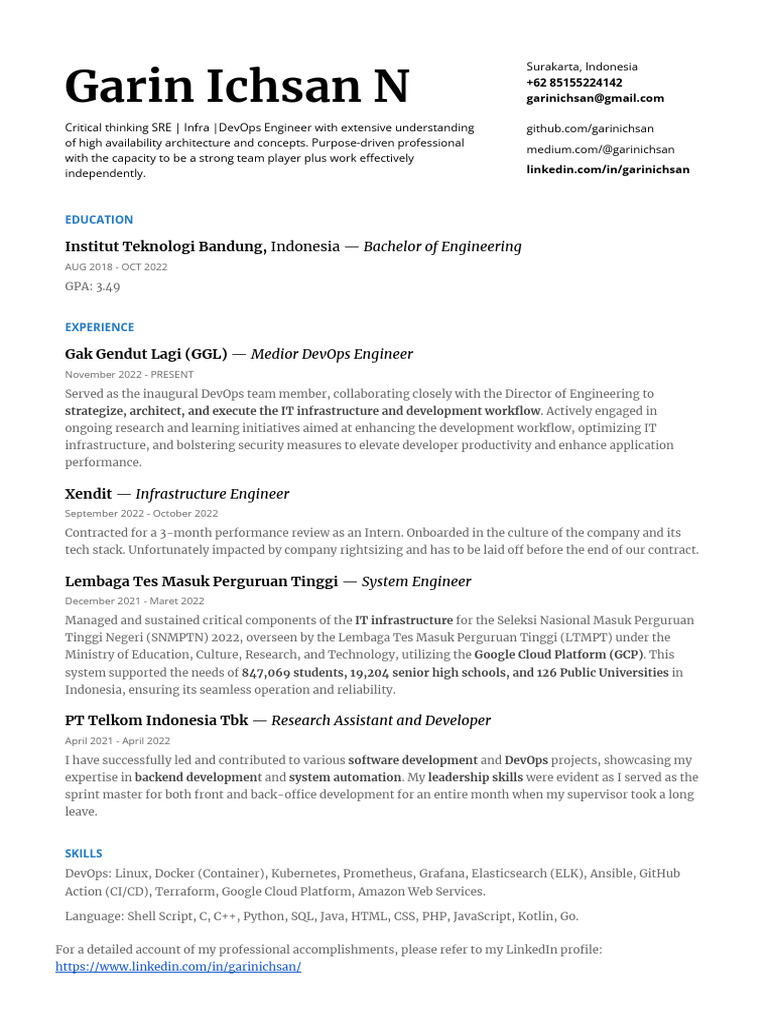 Resume Garin | PDF | Cloud Computing | Software Engineering