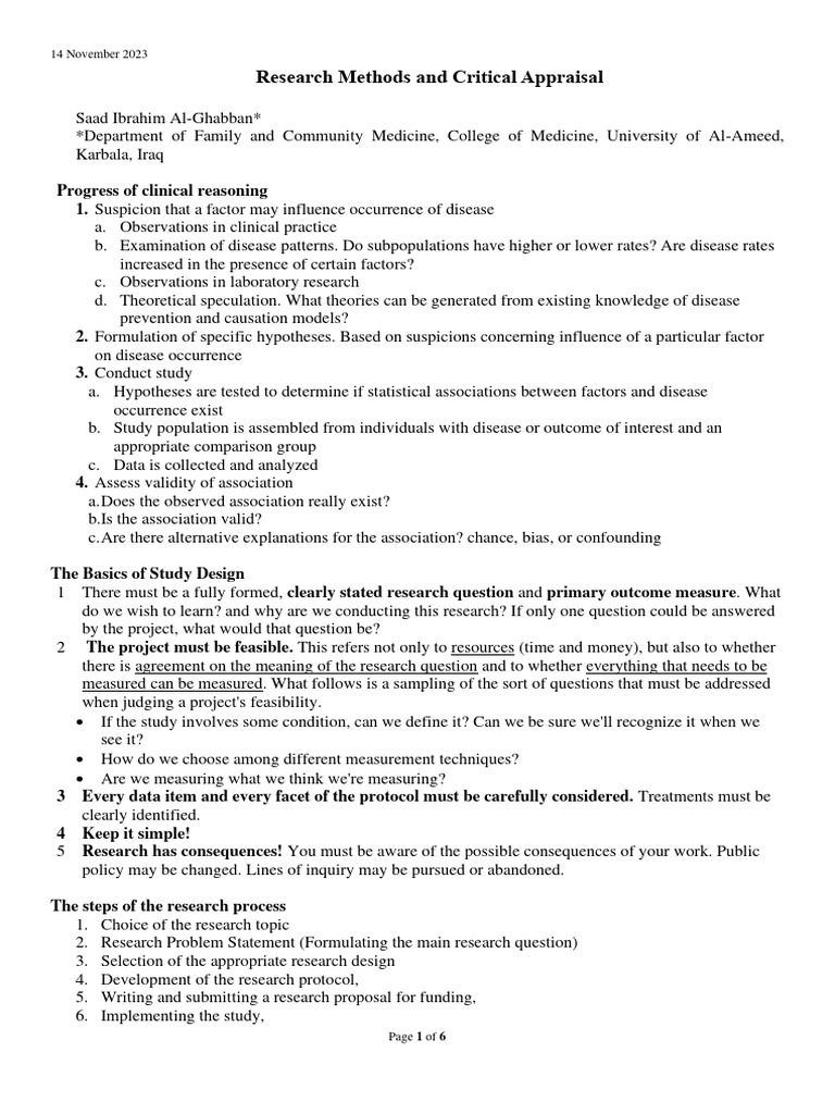 12-Research Design and Critical Appraisal | PDF | Experiment | Statistics